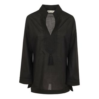 Tory Burch Femme, Blouses et Chemises, Noir, Taille: 38 FR Tunique l&eacute;g&egrave;re en voile de coton