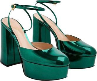 Gianvito Rossi Metallic Green Platform Sandals Size 39