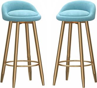 Generic Samt-Barhocker, 66/76 cm hoch, f&uuml;r ESS- und K&uuml;chentheken, Schwarze Metallbeine und Fu&szlig;st&uuml;tze, Tresenhocker f&uuml;r K&uuml;cheninseln, Caf&eacute;s, Kneipen, Bars, bis