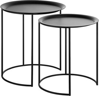 Beliani Beistelltisch Couchtisch Set schwarz matt modern Twins