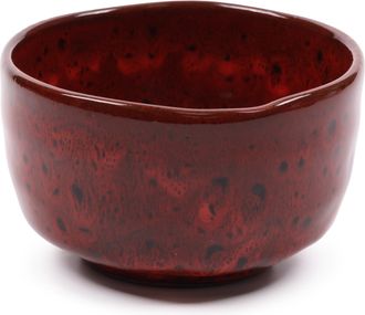 BambooMN Matcha Traditionelle Teeschale, tiefrot mit schwarz, 1 St&uuml;ck