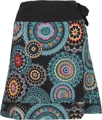 Guru Shop Bestickter Minirock, Boho Chic Rock, Retro Mandala - Peterol, Damen, Baumwolle, Size:L/XL