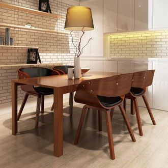 vidaXL Vidaxl - Esszimmerst&uuml;hle 4 Stk. Braun Bugholz und Kunstleder