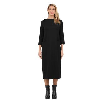 Alpha Studio Langes Bootshalskleid mit Dreiviertel&auml;rmeln - - Dresses - Damen - Schwarzk - XL