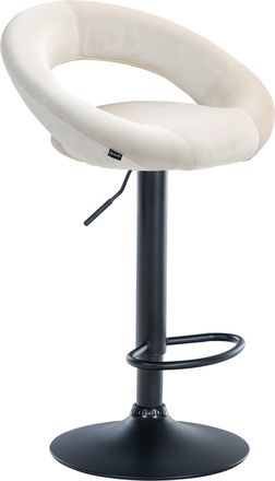 Clp Barhocker Olinda Samtbezug I Barstuhl h&ouml;henverstellbar und drehbar I Thekenhocker mit R&uuml;ckenlehne und Fu&szlig;st&uuml;tze, Farbe:Creme, Gestell Farbe:schwarz