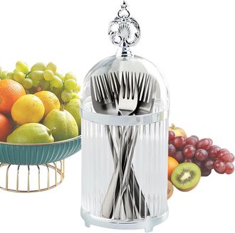 Generico Vorratsdose f&uuml;r Gabeln, 19 cm (7,5 Zoll) | ABS-Halterung - Besteck-Organizer mit Deckel f&uuml;r Esstisch, K&uuml;che, Theke, Picknicks, Hochzeiten, Familienver