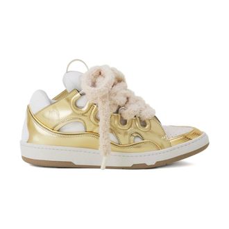 Lanvin Femme, Chaussures, Jaune, Taille: 40 EU Curb Metallic Leather Baskets