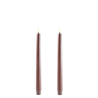 Uyuni Candles Lighting LED Stabkerzen Taper 2er Set 2 x 25cm - Braun - Flammenlos