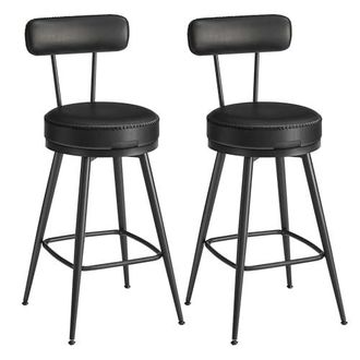 Vasagle EKHO Collection - Tabouret de Bar, Lot de 2, Chaise de Cuisine, Siège Rembourré, PU avec Coutures, Style Moderne Mi-siècle, Hauteur 65 cm, pour Cuisin