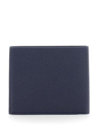 Ferragamo Mens Bi-Fold Wallet Micro Gancini Blue Calf Leather