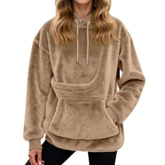 Generic Sweat &agrave; capuche surdimensionn&eacute; pour femme avec sac de transport int&eacute;gr&eacute; pour animaux de compagnie comme sweat &agrave; capuche confortable, kaki, XXL