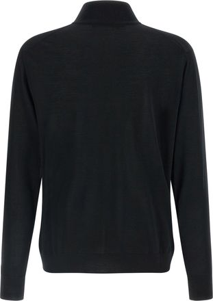 Kiton Shaved Wool Half-Zip Sweater - Black