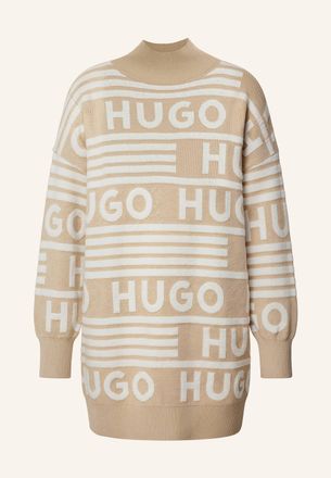 HUGO BOSS Hugo Gestricktes Kleid Sisminy Oversize Fit beige