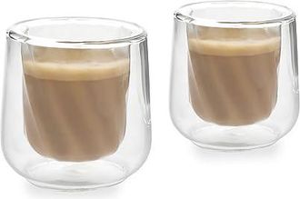 La Cafetière 2pc Siena Doppelwandige Cortado Gläser Set, 135ml isolierte Kaffeetassen für Barista Cortado, stapelbar und leicht, Durchsichtig, Klar
