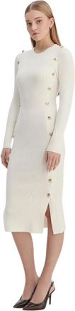 Guess Femme, Robes, Blanc, Taille: 38 FR Robe boutonn&eacute;e