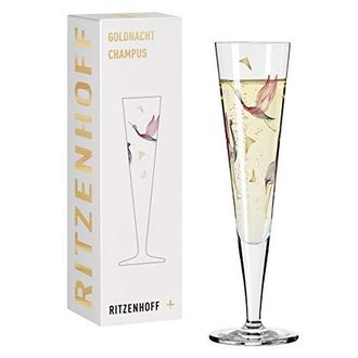 Ritzenhoff 1071015 Champagnerglas 200 ml - Serie Goldnacht Nr. 15 - Edles Designerstück mit Echt-Gold - Made in Germany