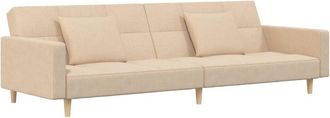 vidaXL Schlafsofa 2-Sitzer mit 2 Kissen Creme Stoff Vidaxl