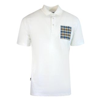 Aquascutum Active Beach Sailor Check Polo Optisches Wei&szlig;es Polohemd