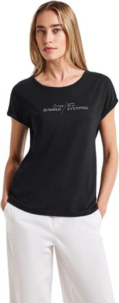 Street One Damen A323610 Basic Shirt mit Print, Schwarz, 38