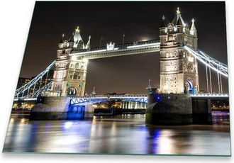 Decorwelt Herdabdeckplatte Abdeckung Ceranfeld Abdeckplatte Schneidebrett 1-Teilig 60x52 Tower Bridge Mehrfarbig Spritzschutz Glasplatte Ceranfeldabdeckung Schu