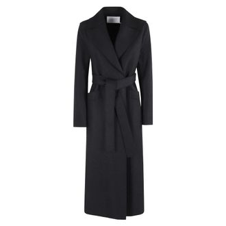 Harris Wharf London Femme, Manteaux, Bleu, Taille: 36 FR Manteau Maxi Bleu Fonc&eacute; avec Revers