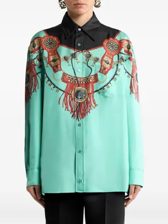 Etro Jewellery-Print Silk Shirt - Mint