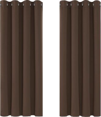 Deconovo Blickdicht Gardinen mit Ösen für Schlafzimmer Thermogardine Kälteschutz Vorhang, 138x117cm(HöhexBreite), Braun, 2er Set