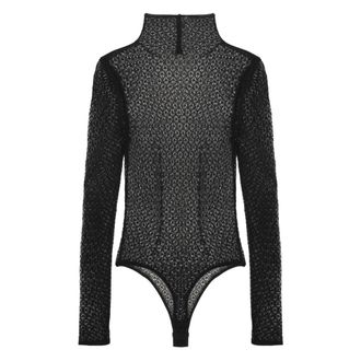 Khaite Spitzenbody mit Stehkragen - - Tops - Damen - Schwarzk - M