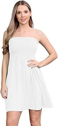 Janisramone Femmes Dames Nouveau Plaine Bandeau boobetube Mini Robe Gather Sheering Été évasé Haut