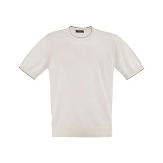 PESERICO Homme, Tops, Blanc, Taille: M T-Shirt en Pur Coton