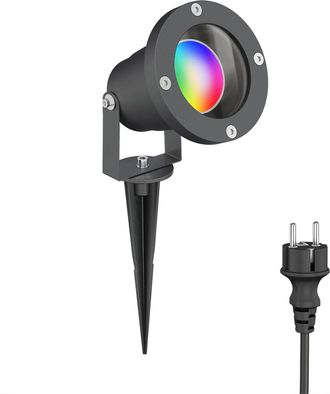 LEDs Com LED Gartenstrahler DUK anthrazit mit Erdspie&szlig; f&uuml;r au&szlig;en, IP65, inkl. smart Home RGBW GU10 LED Lampe (5,5W, 473lm)