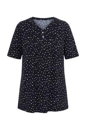 Ulla Popken T-Shirt T-Shirt Biesen A-Linie V-Ausschnitt Halbarm