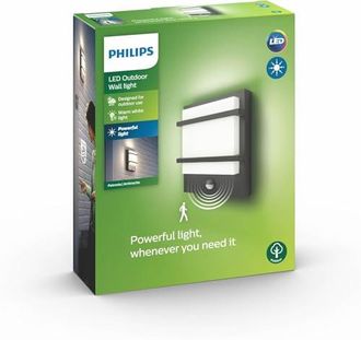 Philips myGarden Petronia Applique murale dext&eacute;rieur &agrave; LED avec d&eacute;tecteur de mouvement Anthracite 2700 K