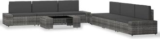 vidaXL 7-tlg. Garten-Lounge-Set Poly Rattan Grau Vidaxl