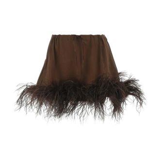 Os&eacute;ree Satin Lingerie Minirock - - Skirts - Damen - Braun - S