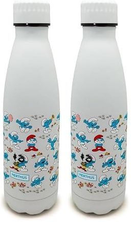 Nerthus Kitchenware Thermosflasche PITUFOS aus Edelstahl - Blau, 500 ml, Doppelwandig. (Packung mit 2)