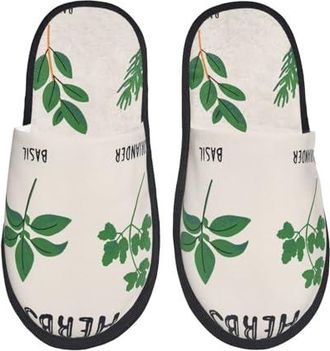 Generic Pantoufle Maison Impression DHerbes Chaussons Maison Portative Chaudes Pantoufles Confortable Hiver Pantoufles Pour Salon Chambre H&ocirc;tels L