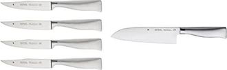 WMF Grand Gourmet Steakmesser Set 4teilig, Made in Germany, 4 Messer geschmiedet, Performance Cut, Spezialklingenstahl, Holzbox, Klinge 13,5 cm & Grand Go