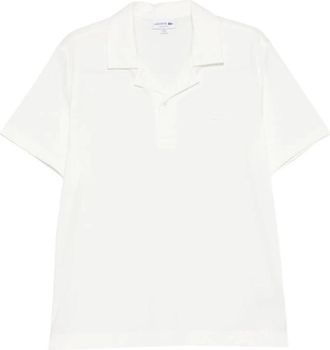 Lacoste Homme, Tops, Blanc, Taille: 2XL Polo Brod&eacute; Paris Col Ouvert