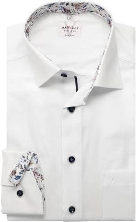 Marvelis Chemise habill&eacute;e de coupe moderne avec boutons bleu marine, blanc, 42