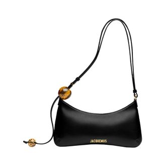 Jacquemus Femme, Sacs, Noir, Taille: ONE Size Sac Bandouli&egrave;re en Cuir Noir