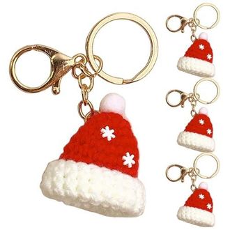 Generic Porte-cl&eacute;s de No&euml;l au crochet - Porte-cl&eacute;s de No&euml;l tricot&eacute; fait &agrave; la main, pendentifs de sac de P&egrave;re No&euml;l en laine, ornements de No&euml;l mignons pour sac