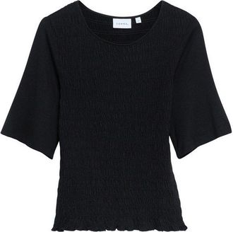 Comma Kurzarmshirt T-Shirt Weiches Smok-Shirt aus Viskose