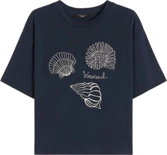 Max Mara Femme, Tops, Bleu, Taille: 40 FR T-Shirt Ras du Cou