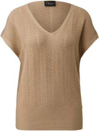 s.Oliver Kurzarmpullover Strickpullunder Lockeres Feinstrickshirt mit Metallic-Garn