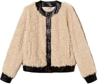 Twinset Femme, Vestes, Beige, Taille: 38 FR Vestes en fausse fourrure et peau lain&eacute;e