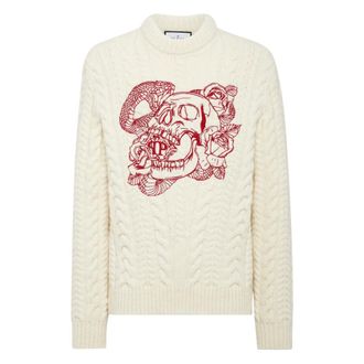 Philipp Plein Wool Sweater Skull - - Knitwear - Herren - Wei&szlig; - S