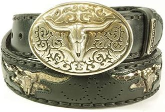 Sendra Boots Ceinture 8322 Noir Femme Homme Buckle Ceinture &Agrave; la main Cowboy Western Gipsy Ibiza 4cm Large Jeans Ceinture de pantalon changeable Boucle Longh