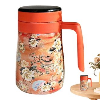 Generico Kaffeekanne - Isolierkanne | Edelstahlkaraffe mit Blumendruck 550 ml | Vakuum-Kaffeekanne mit herausnehmbarem Teesieb | Heißwasserkrug | Thermoskanne 