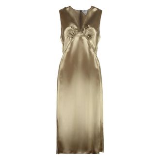 Bottega Veneta Elegantes Satinkleid mit Frontschlitzen - - Dresses - Damen - Gelb - M